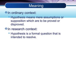 Hypothesis | PPT
