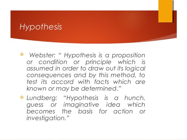 Hypothesis and types of variables