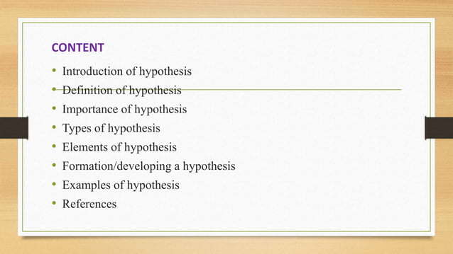 Hypothesis PPT | PPTX | Chemistry | Science