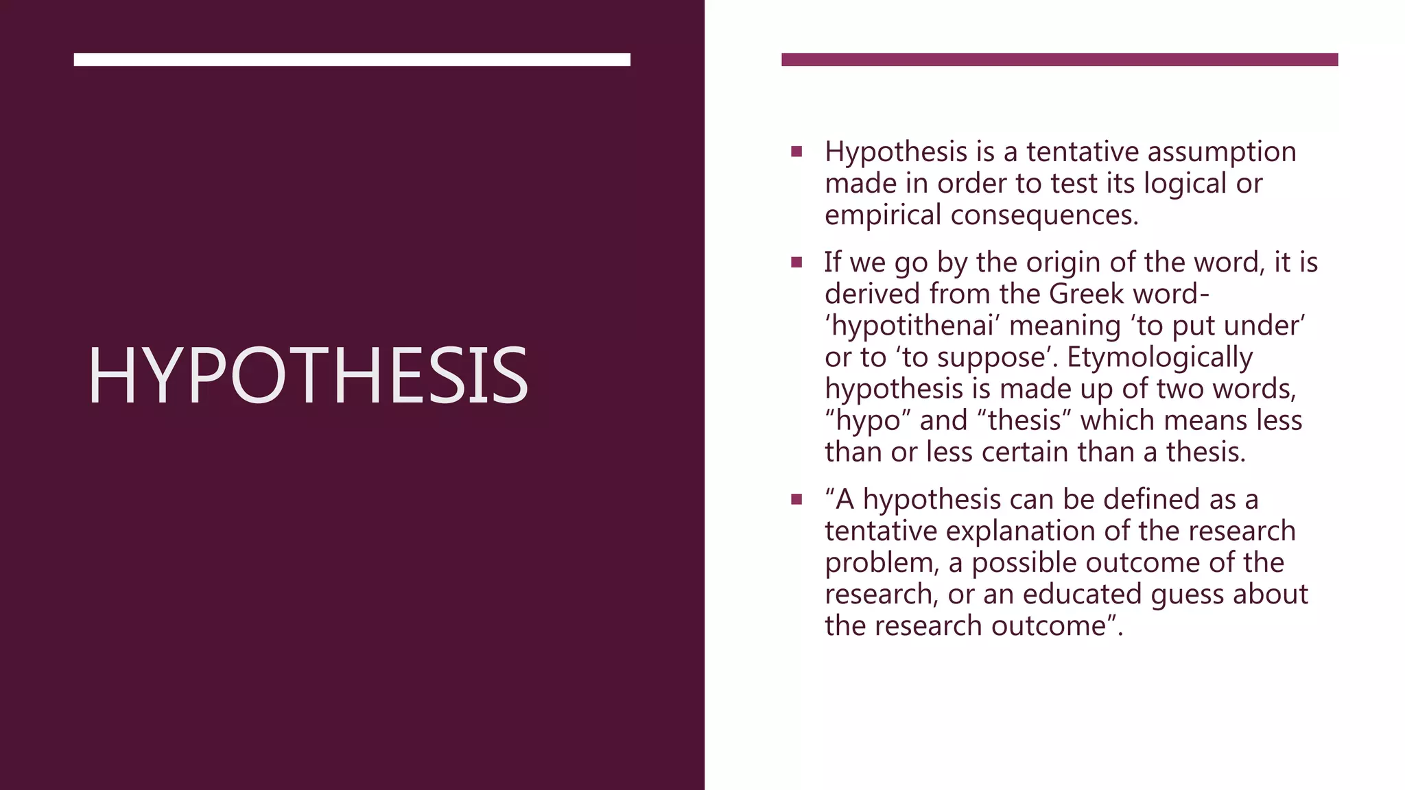 Basics of Educational Statistics (Hypothesis and types) | PPTX