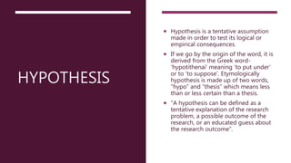 Basics of Educational Statistics (Hypothesis and types) | PPTX