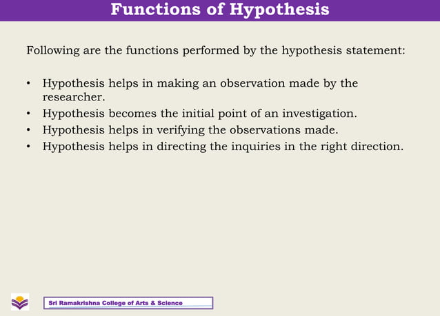 Hypothesis - Meaning, Types, Sources and Functions | PPTX | Science