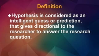 HYPOTHESIS/RESEARCH HYPOTHESIS/RESEARCH AND STATISTICS | PPTX