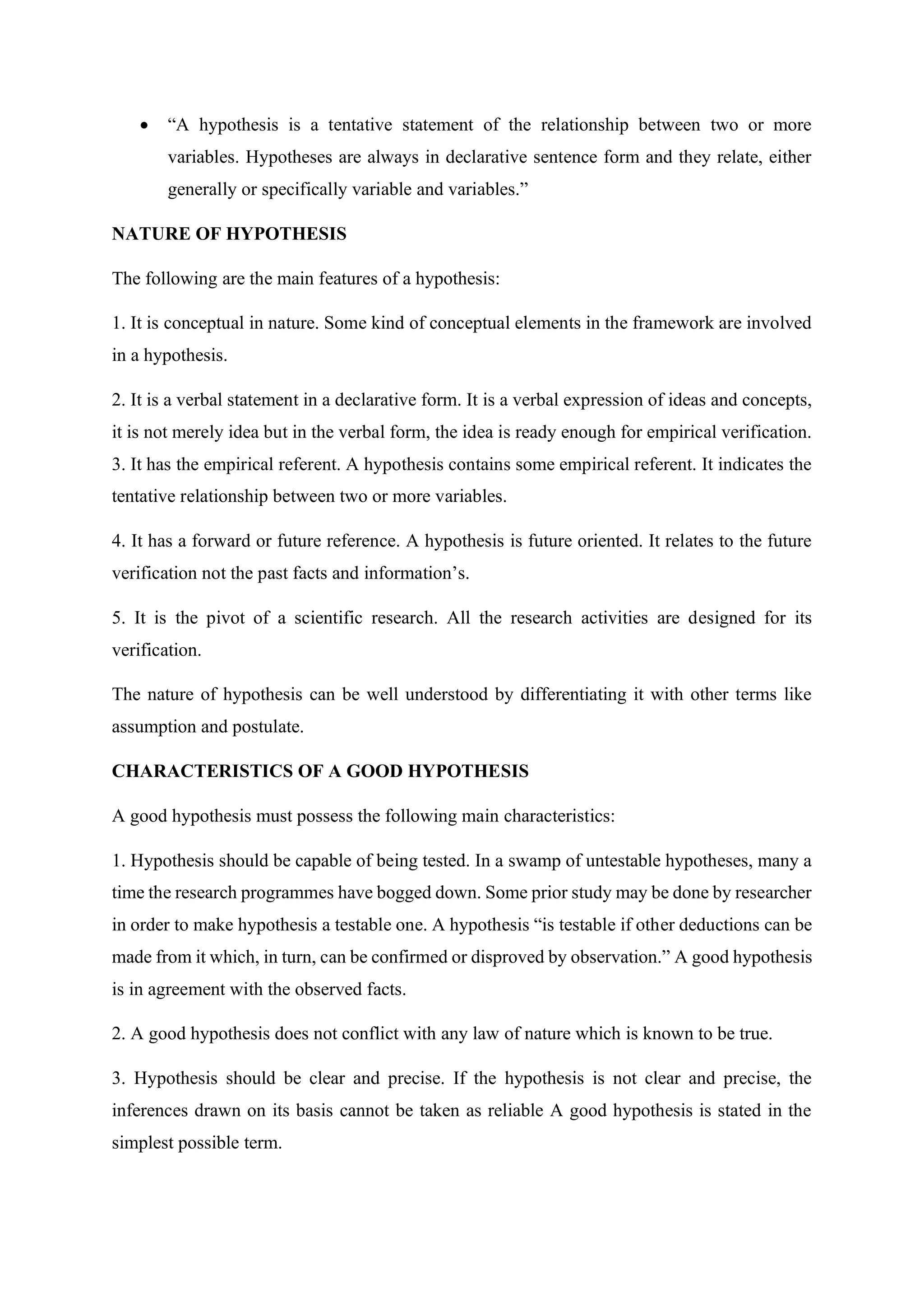 fundamentals of research:HYPOTHESIS types | PDF
