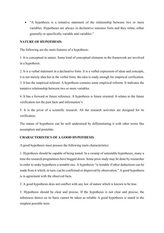 fundamentals of research:HYPOTHESIS types | PDF