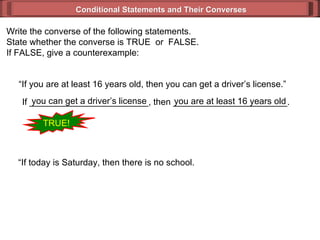 Hypothesis Conclusion (Geometry 1_4) | PPT