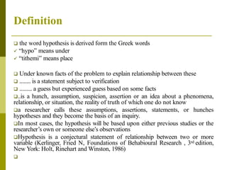 Hypothesis - I.pptx Reasearch hyposthesis | PPT | Free Download