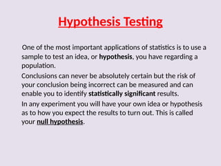 Edexcel Hypothesis Testing A-Level Statistics | PPT