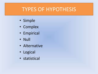 Hypothesis and its types | PPTX