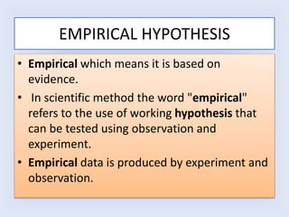 Hypothesis and its types | PPTX