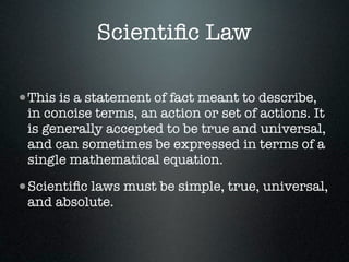 Hypothesis laws theories | KEY
