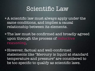 Hypothesis laws theories | KEY