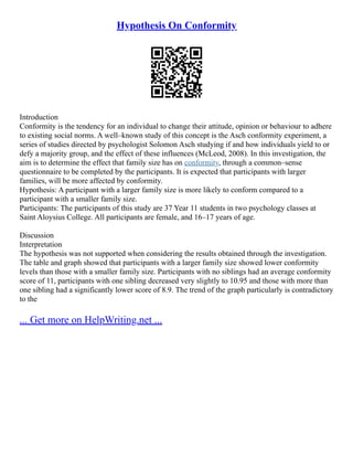 Hypothesis On Conformity | PDF
