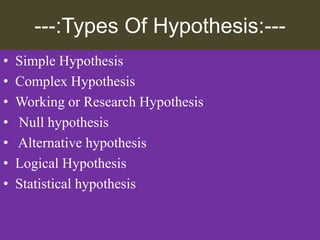 Hypothesis power point presentation | PPT