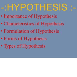 Hypothesis PPT FOR RESEARCH | PPTX