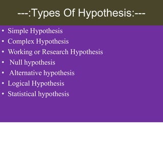 Hypothesis PPT FOR RESEARCH | PPTX | Biological Sciences | Science