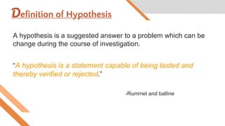 Hypothesis & sampling | PPTX