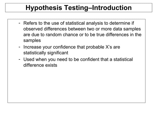 Hypothesis Testing in Six Sigma | PPT