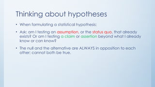 Hypothesis testing - college hypothesis testing | PPTX