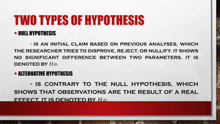 Hypothesis testing (null and alternative hypothesis) | PPTX