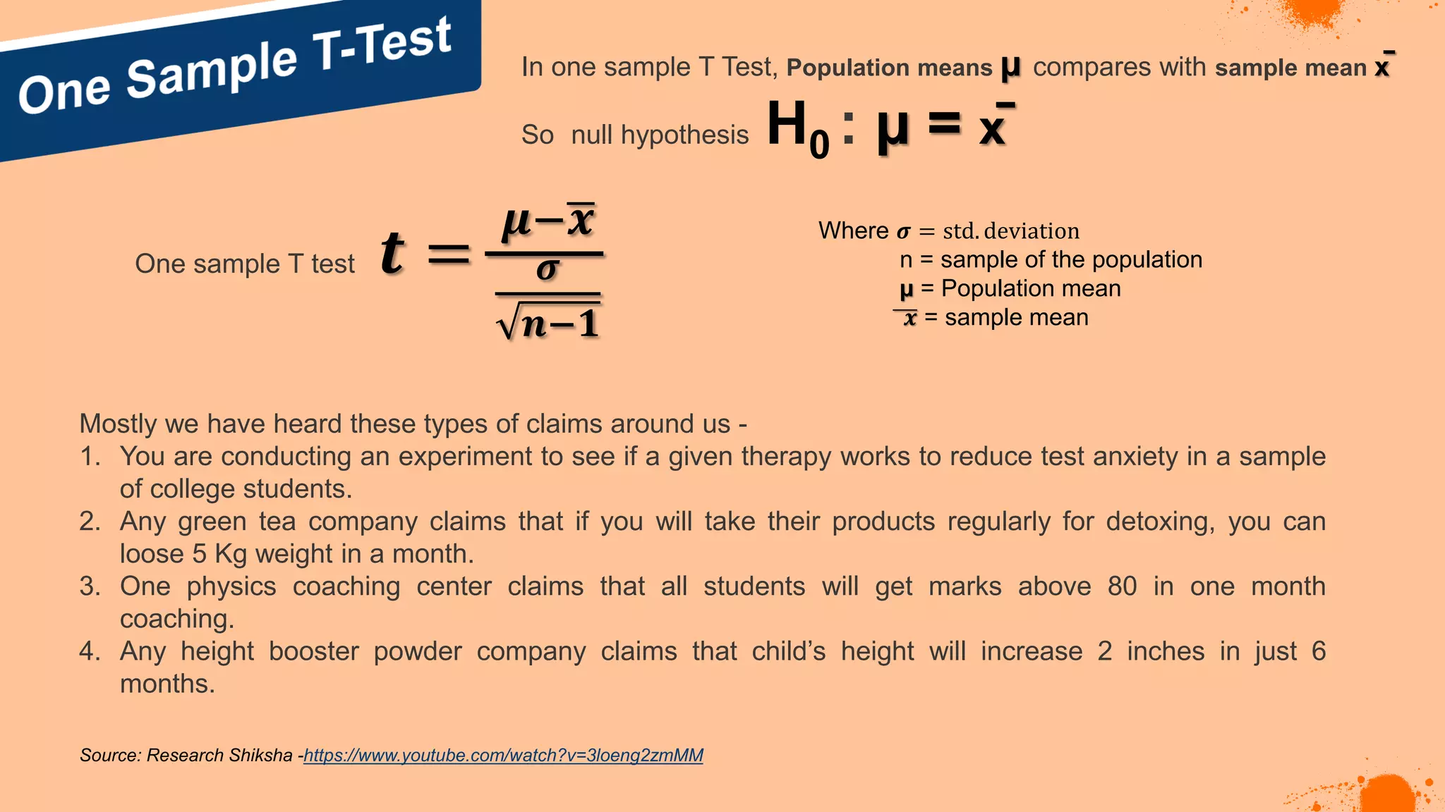 Hypothesis testing - T Test | PDF