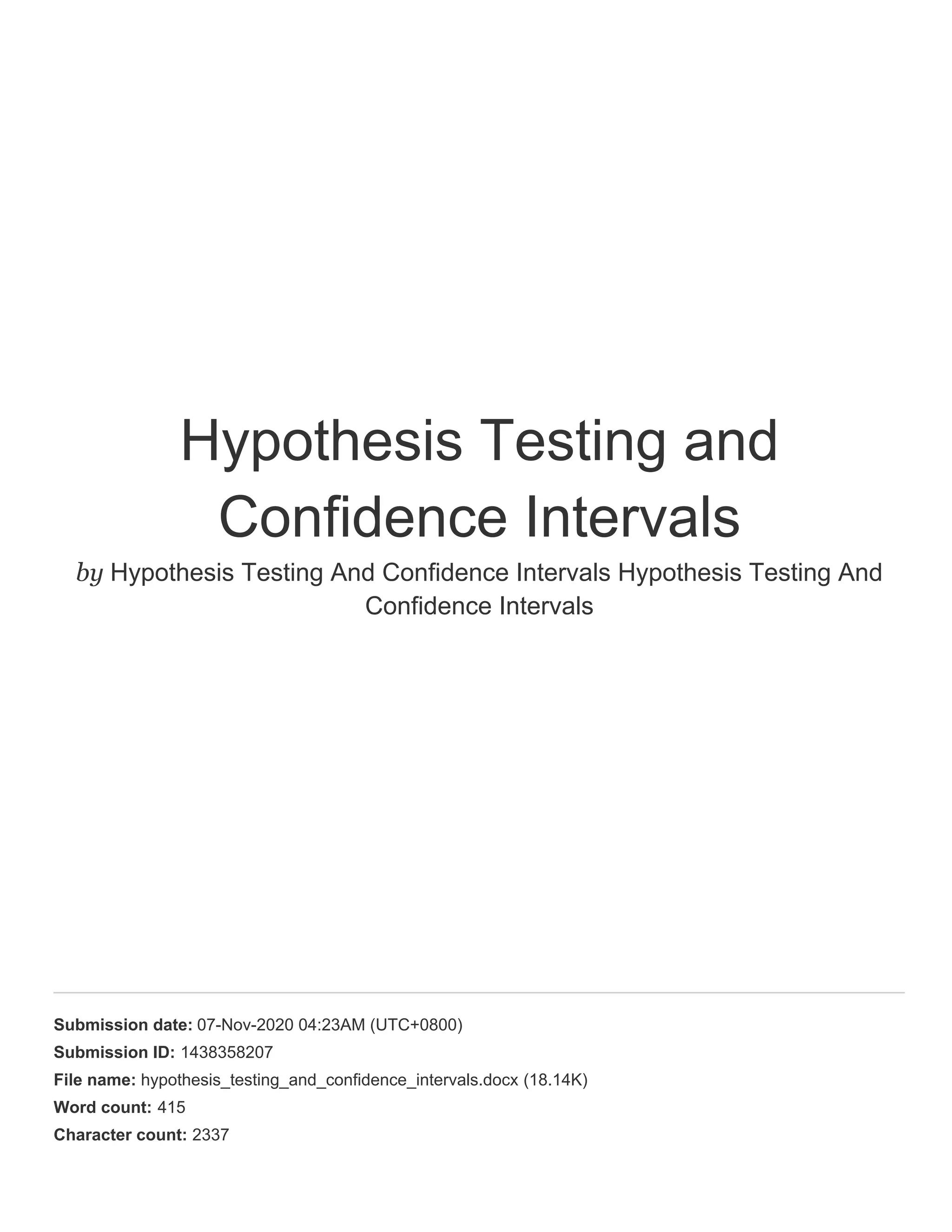 Hypothesis testing and confidence intervals | PDF