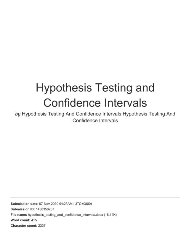 Hypothesis testing and confidence intervals | PDF