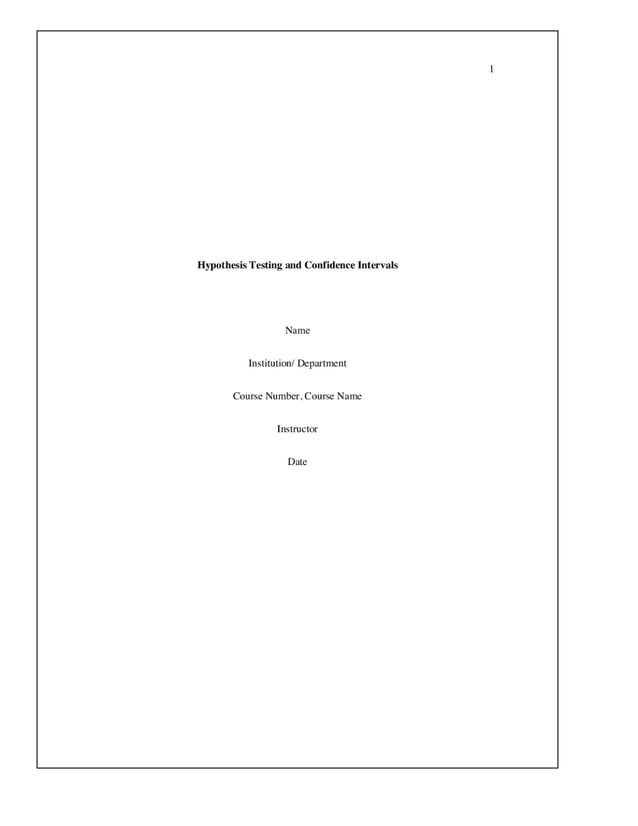 Hypothesis Testing And Confidence Intervals Pdf