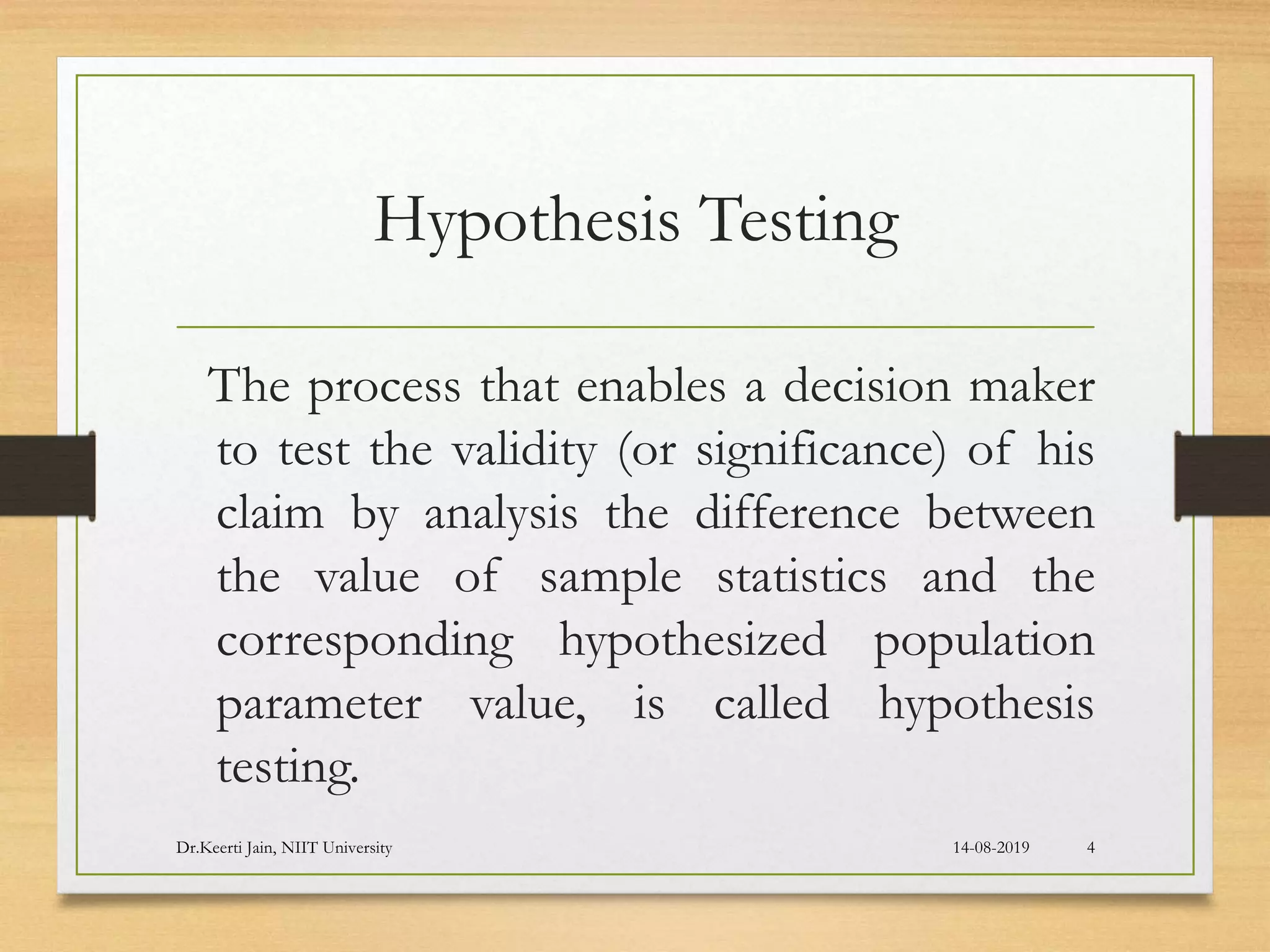 Hypothesis testing and parametric test | PPTX