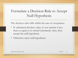 Hypothesis testing and parametric test | PPTX