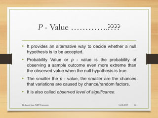Hypothesis testing and parametric test | PPTX