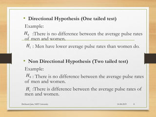 Hypothesis testing and parametric test | PPTX