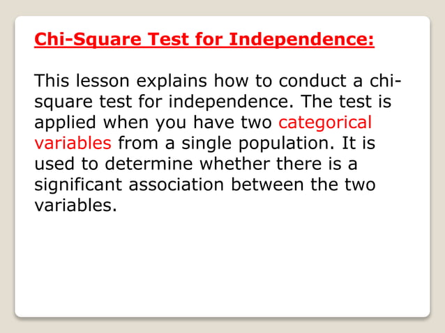 Hypothesis testing chi square test for independence | PPT