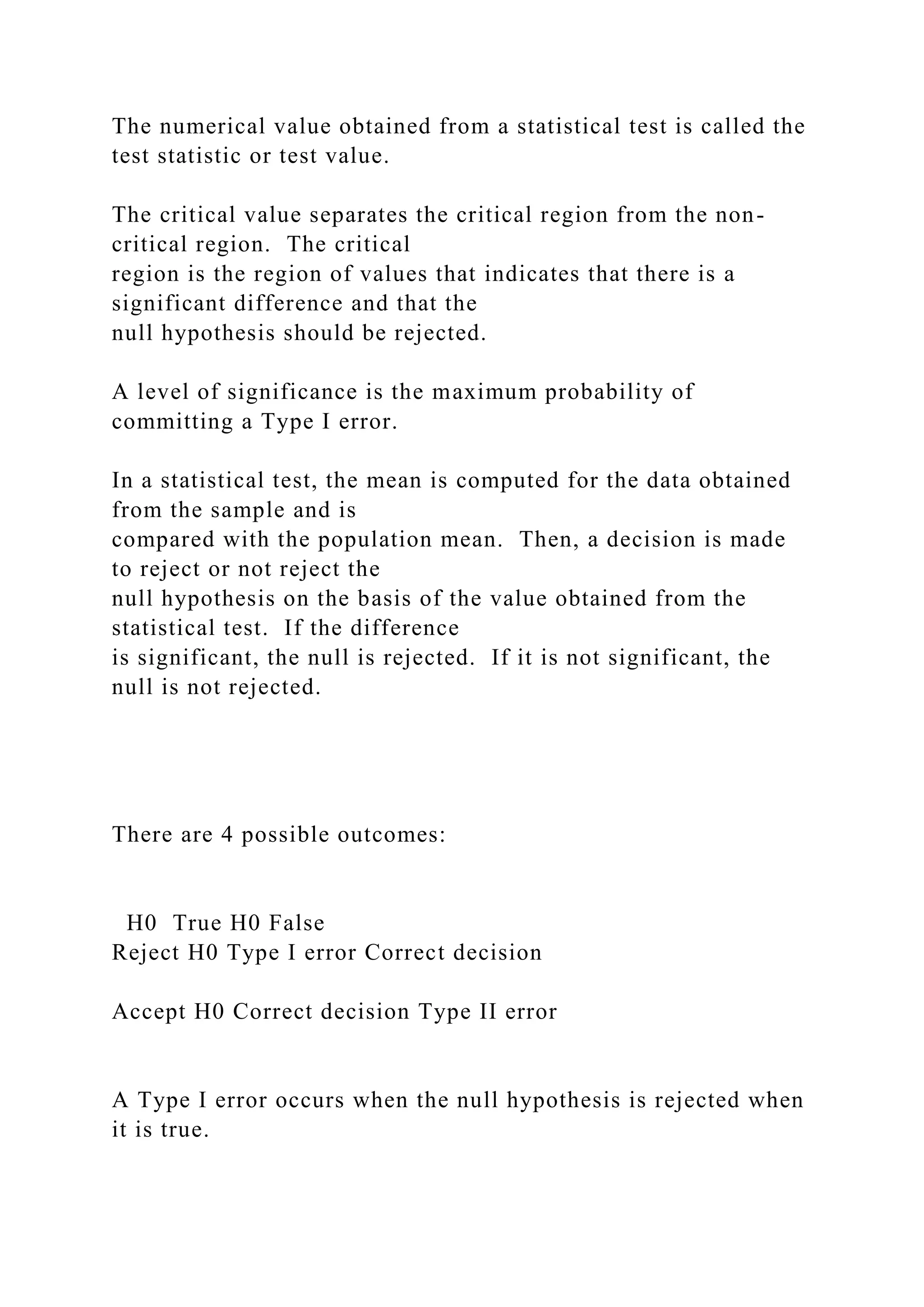 Hypothesis Testing Definitions A statistical hypothesi.docx | Heart and ...