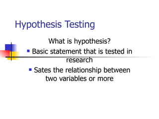 Hypothesis Testing Dr Hassan | PPT