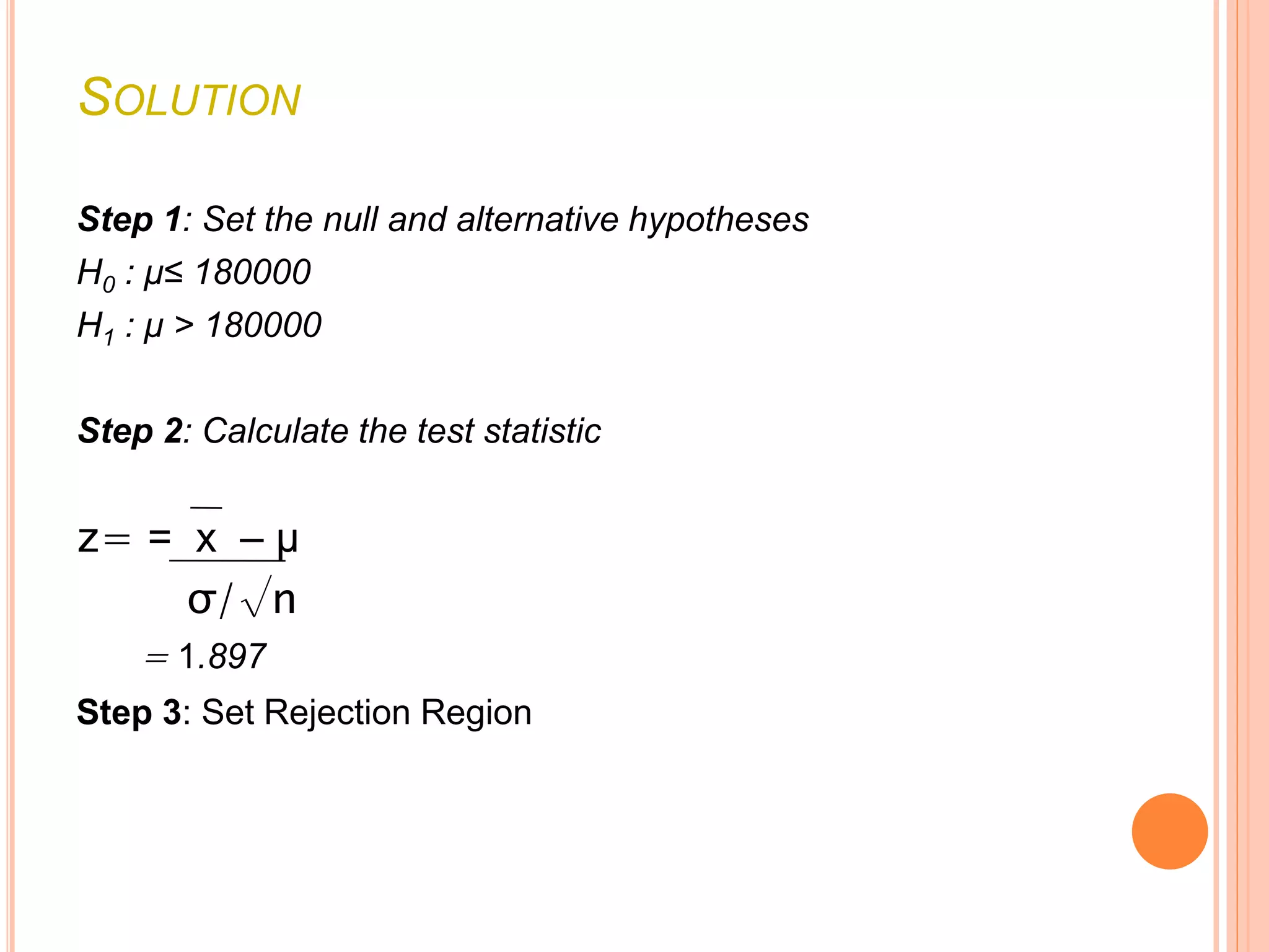 Hypothesis testing examples on z test | PPTX