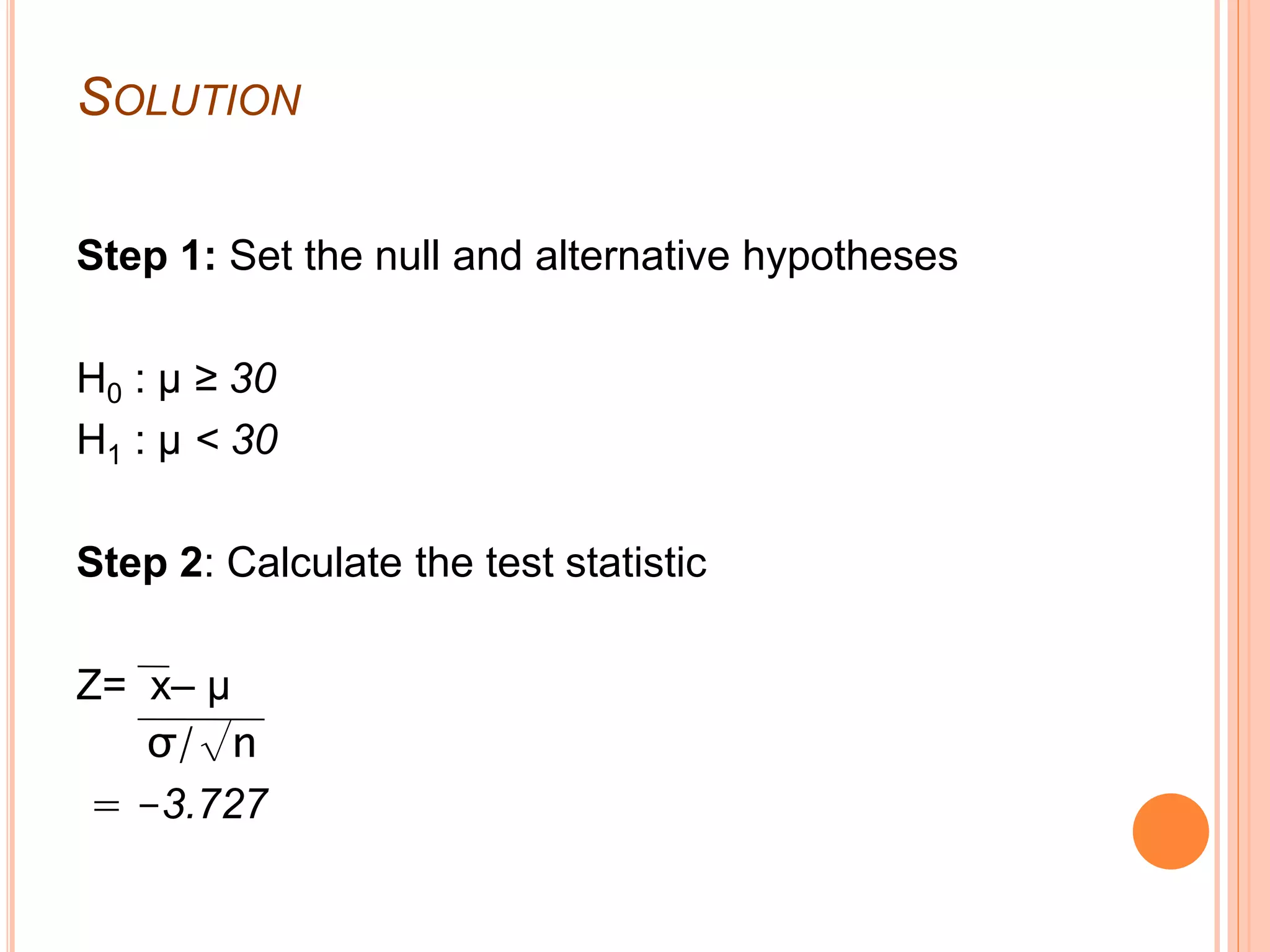 Hypothesis testing examples on z test | PPTX