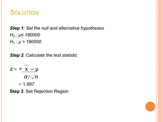 Hypothesis testing examples on z test | PPTX