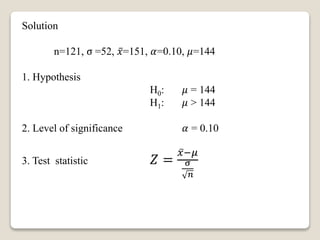 Hypothesis testing part ii for single mean | PPTX