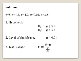 Hypothesis testing part ii for single mean | PPTX