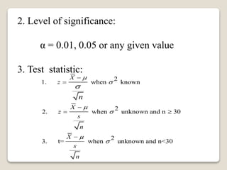 Hypothesis testing part ii for single mean | PPTX