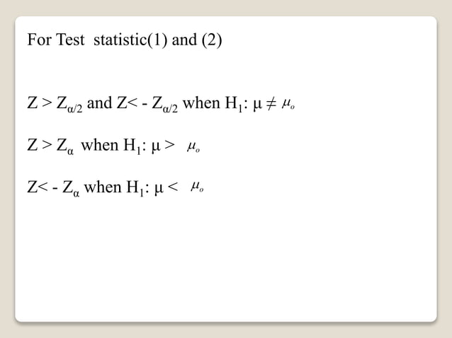 Hypothesis testing part ii for single mean | PPT