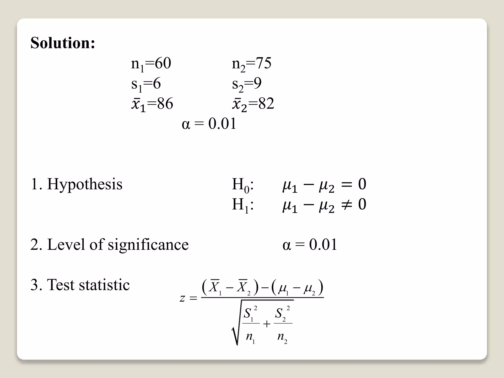 Hypothesis testing part iii for difference of means | PPTX
