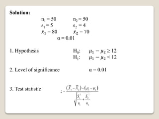 Hypothesis testing part iii for difference of means | PPTX