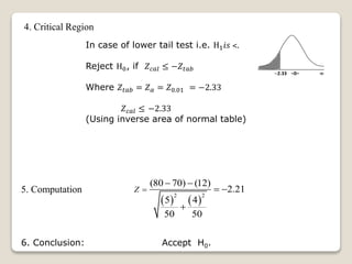 Hypothesis testing part iii for difference of means | PPTX