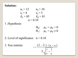 Hypothesis testing part iii for difference of means | PPTX