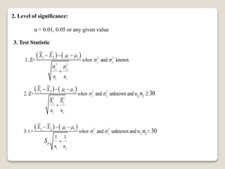 Hypothesis testing part iii for difference of means | PPTX