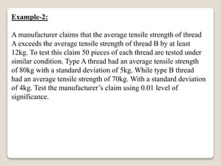 Hypothesis testing part iii for difference of means | PPTX