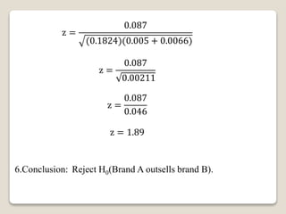 Hypothesis testing part v for single and double proportions | PPTX