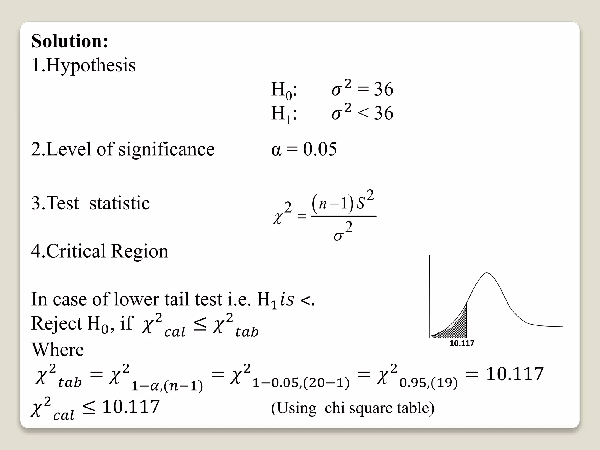 Hypothesis Testing Part Vi Single Variance Pptx Physics Science